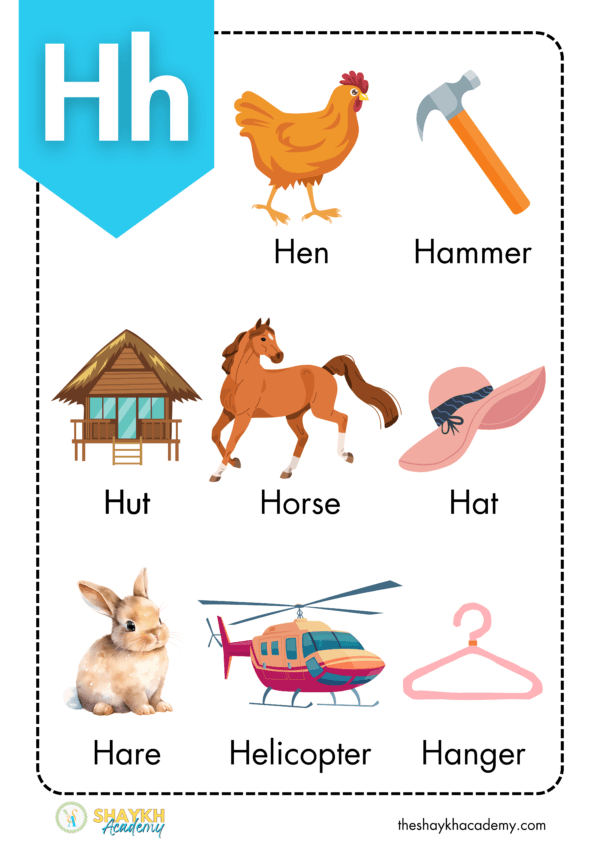 Learn Alphabet Hh | Picture Dictionary from A to Z for Kids