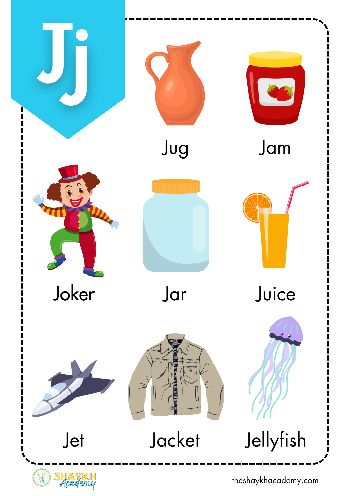 Learn Alphabet Jj | Picture Dictionary from A to Z for Kids