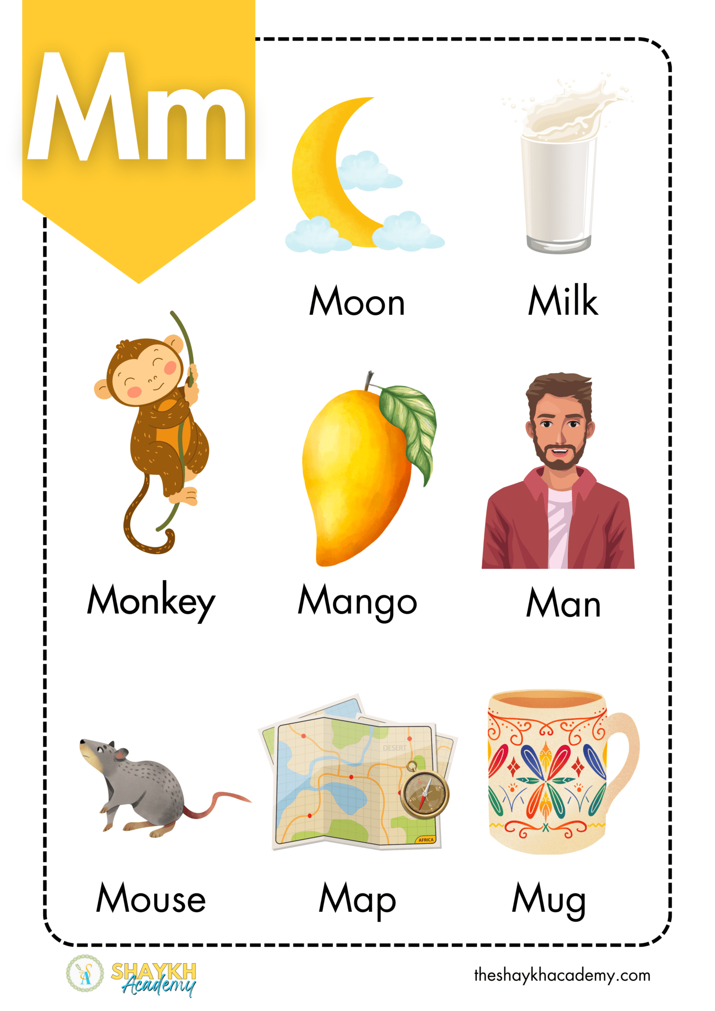 Learn Alphabet Mm | Picture Dictionary from A to Z for Kids