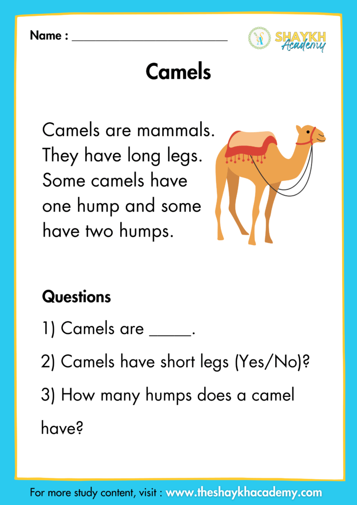 Camels - Comprehension Passages - Comprehension Passages