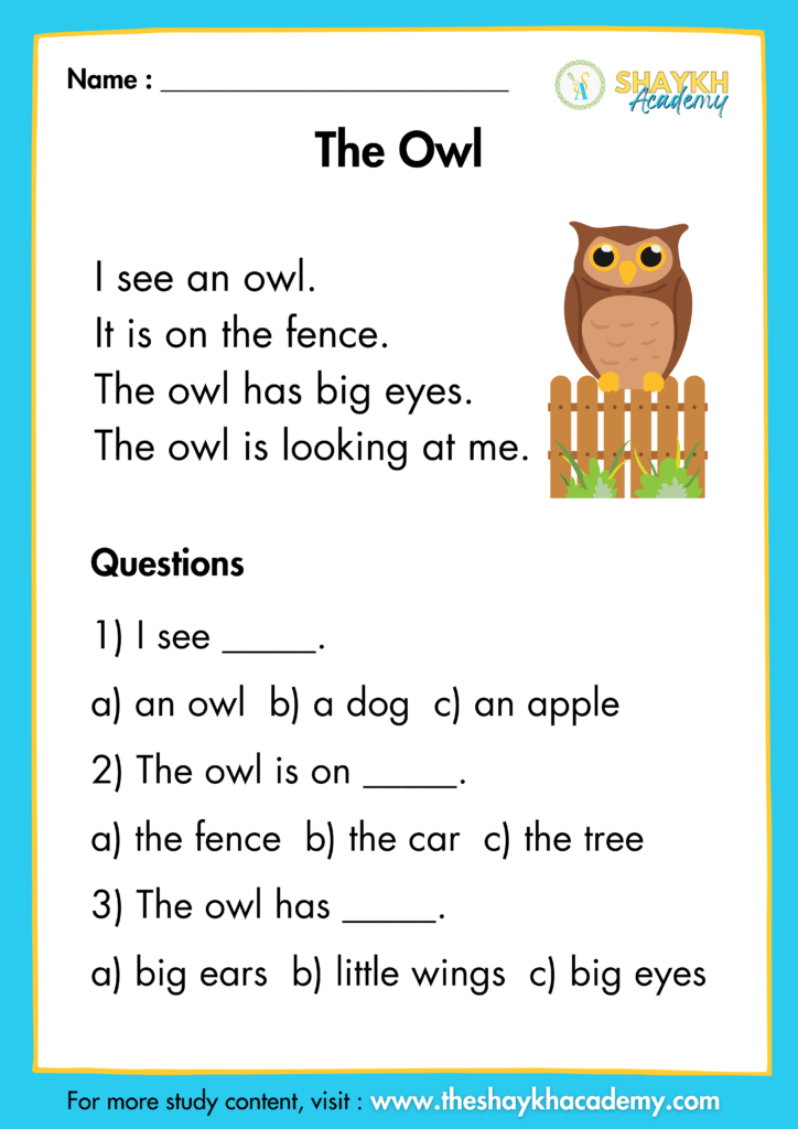 The Owl - Comprehension Passages - Comprehension Passages