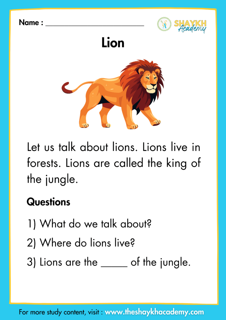 Lion - Comprehension Passages - Comprehension Passages