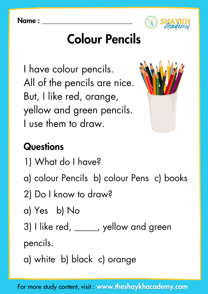 Colour Pencils - Comprehension Passages - Comprehension Passages