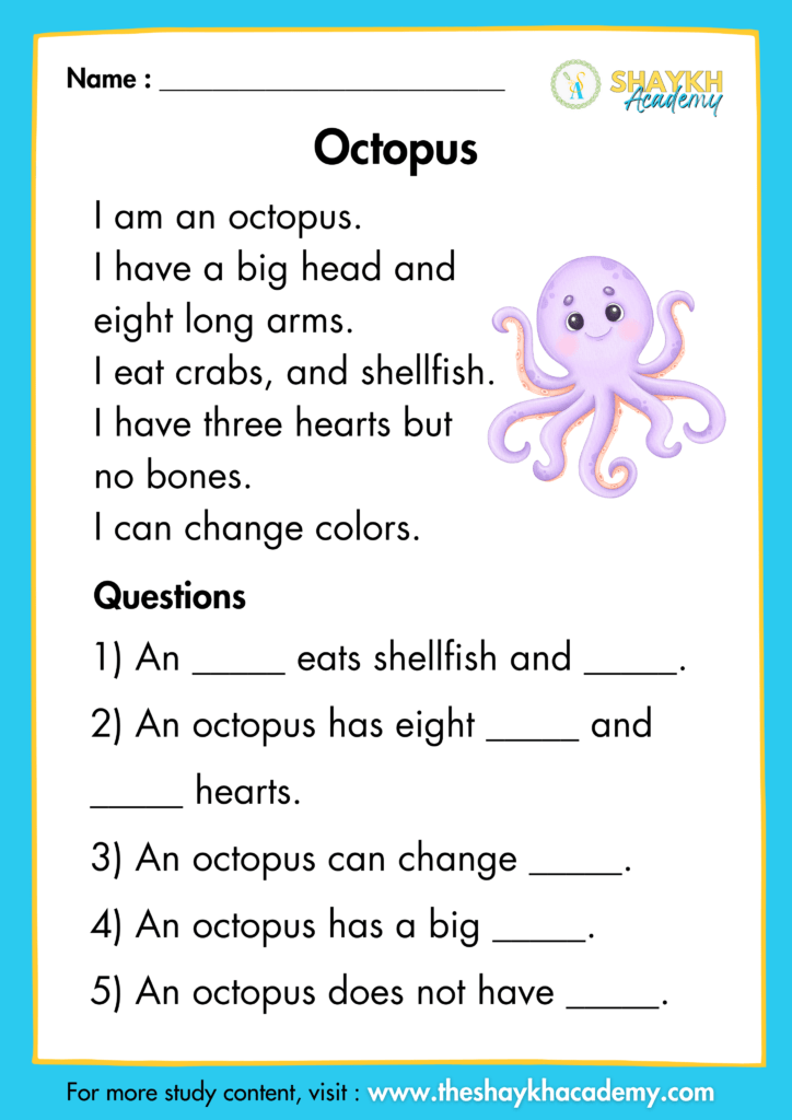 Octopus - Comprehension Passages - Comprehension Passages
