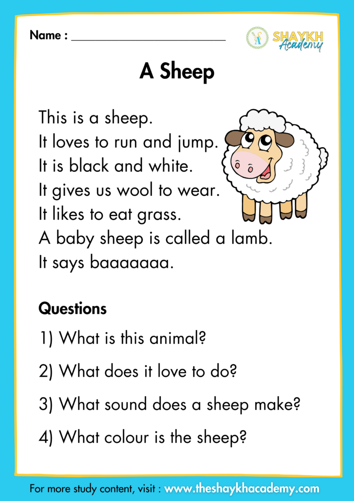 A Sheep - Comprehension Passages - Comprehension Passages