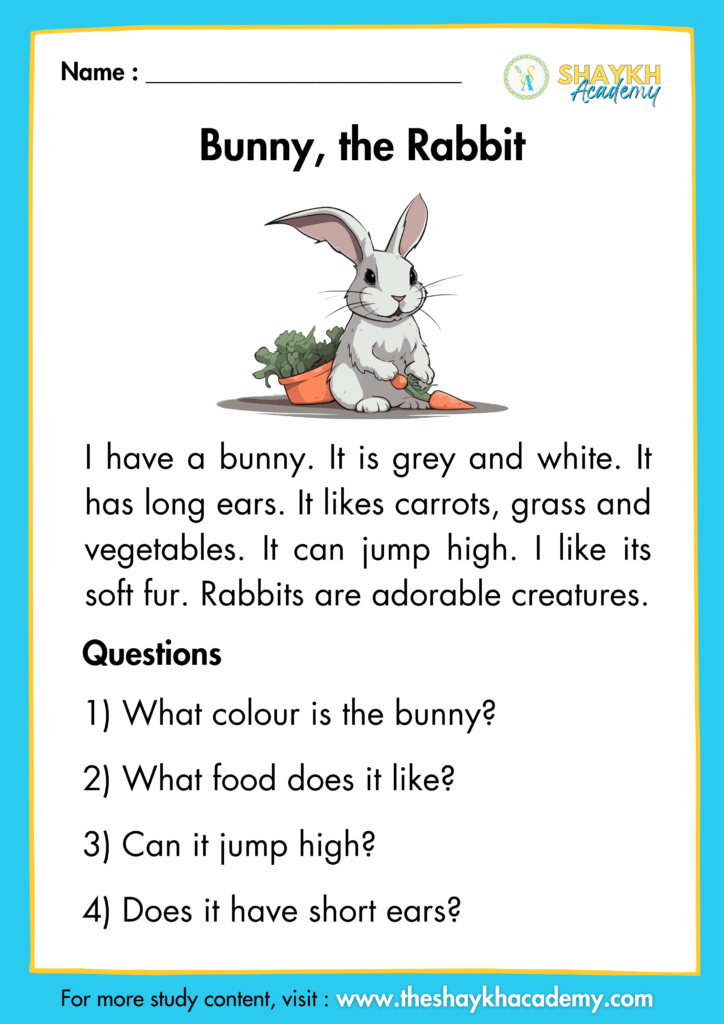 Bunny the Rabbit - Comprehension Passages - Comprehension Passages