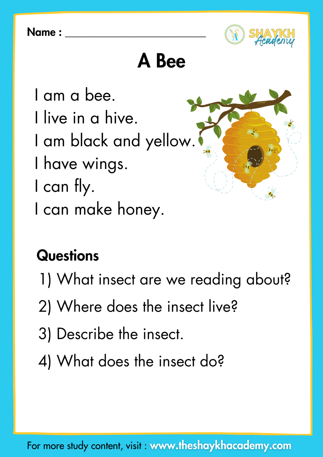 A Bee - Comprehension Passages - Comprehension Passages