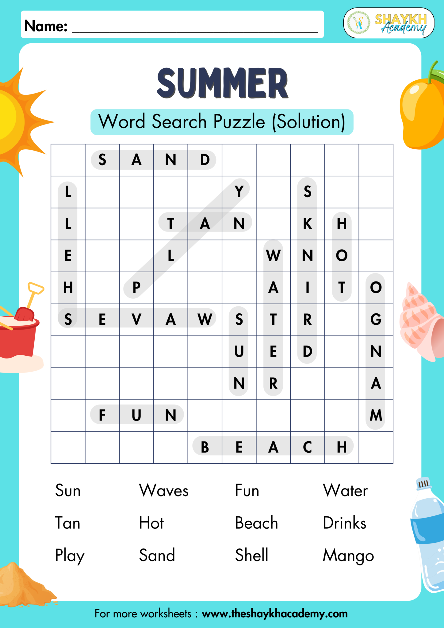 Summer - Easy Level Word Search Puzzles