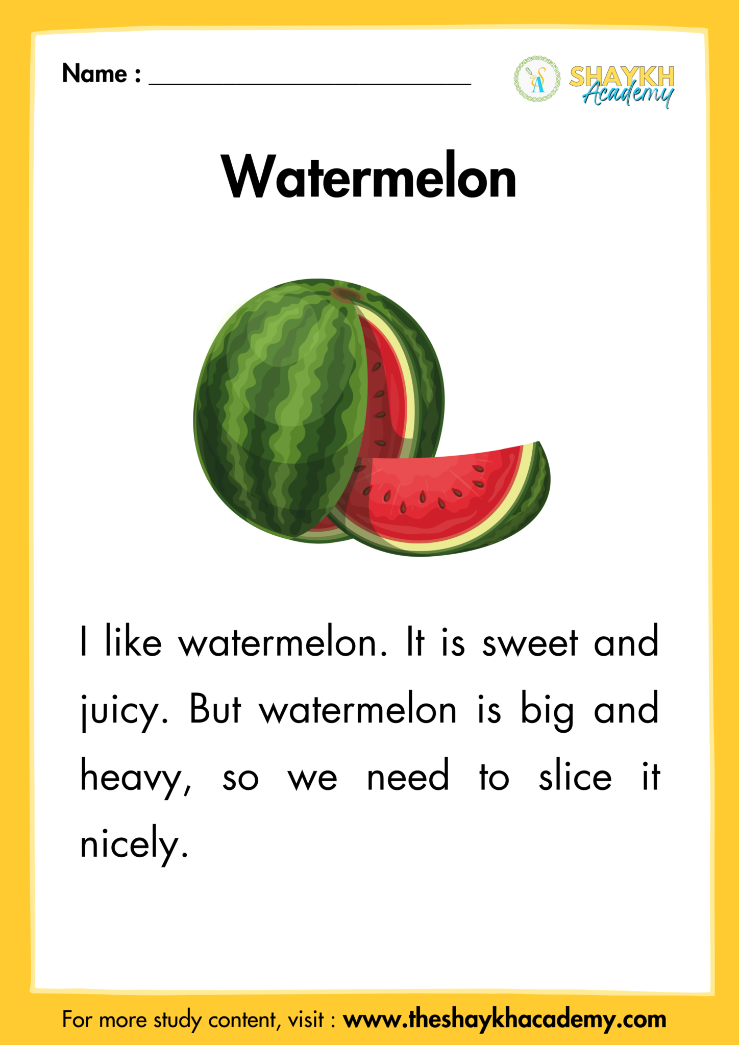 Watermelon - Beginner Level - Reading Passages