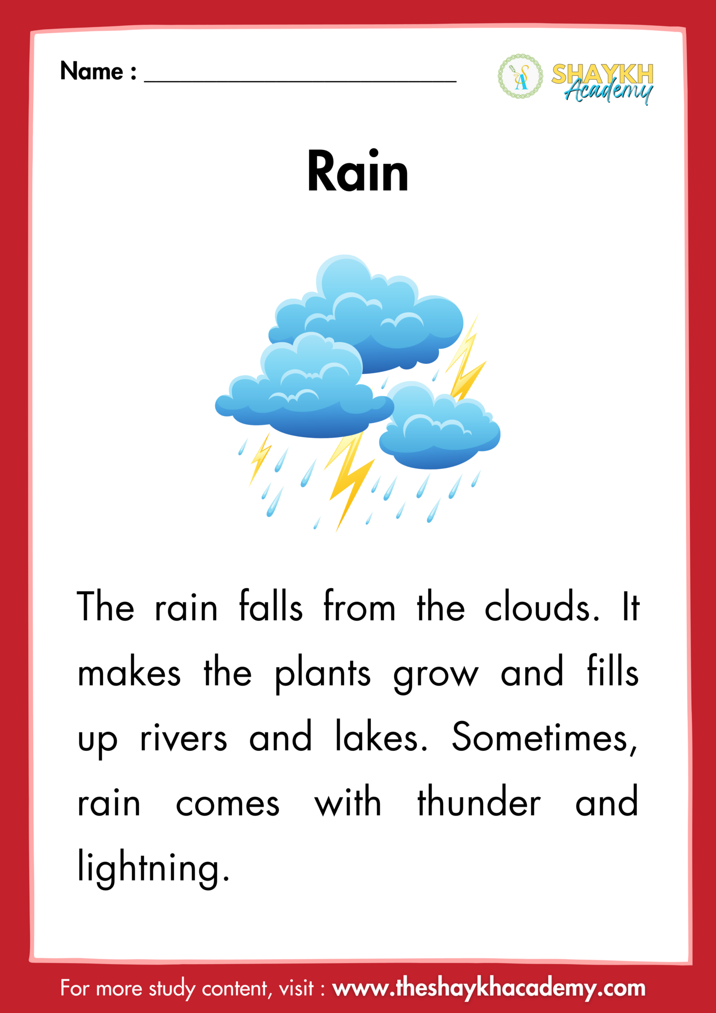 Rain - Beginner Level - Reading Passages