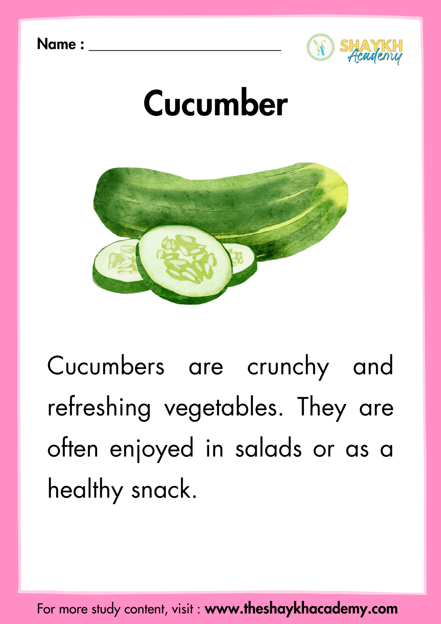 Cucumber - Beginner Level - Reading Passages