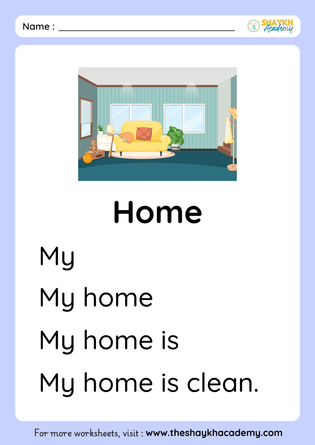 Easy Reading Fluency Worksheet on 'Home' for Kids