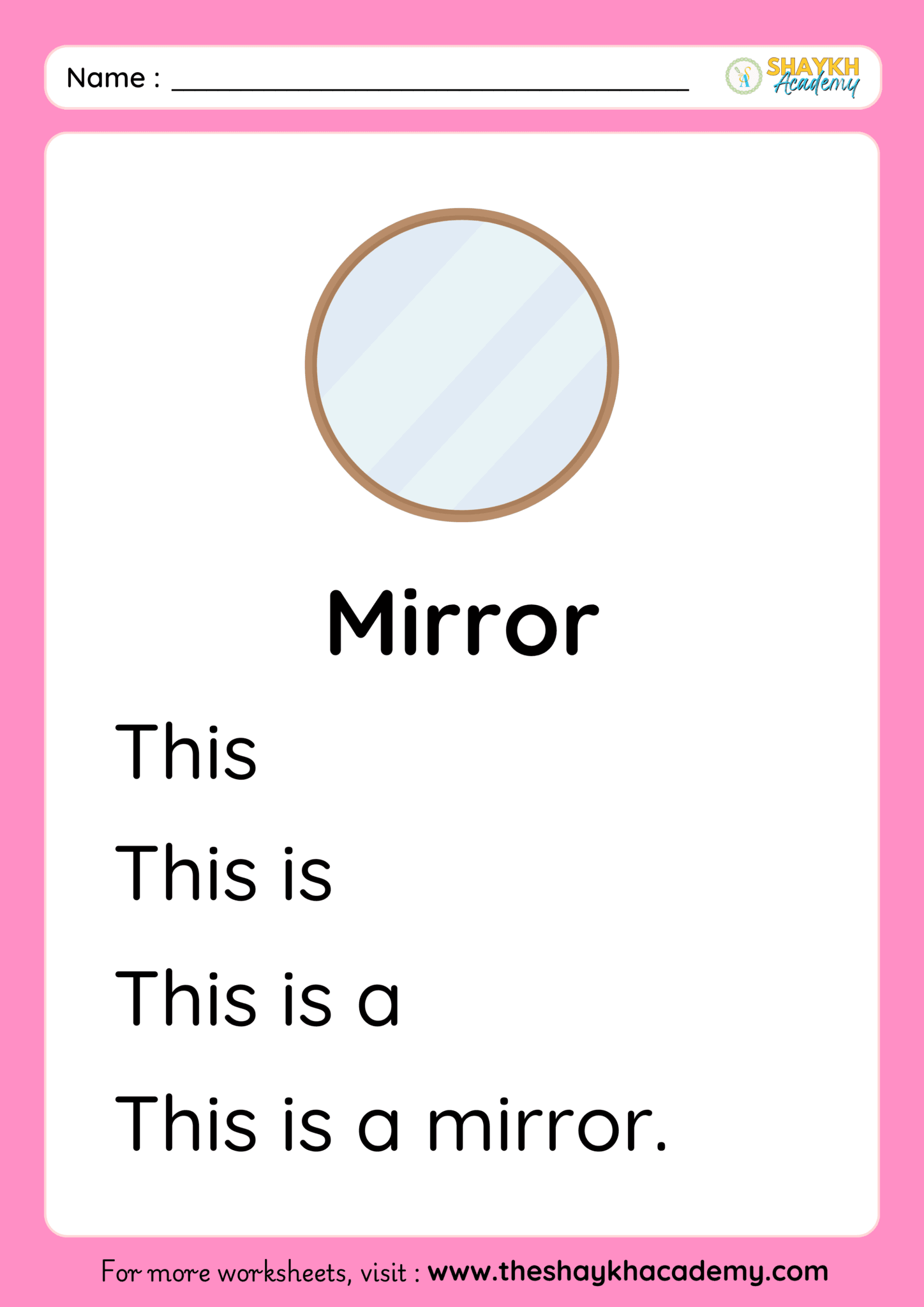 Easy Reading Fluency Worksheet on 'Mirror' for Kids