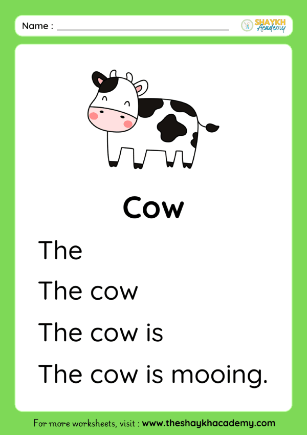 Level 2 English Reading Fluency Sentences for Kindergarten