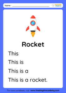 Easy Reading Fluency Worksheet on 'Rocket' for Kids