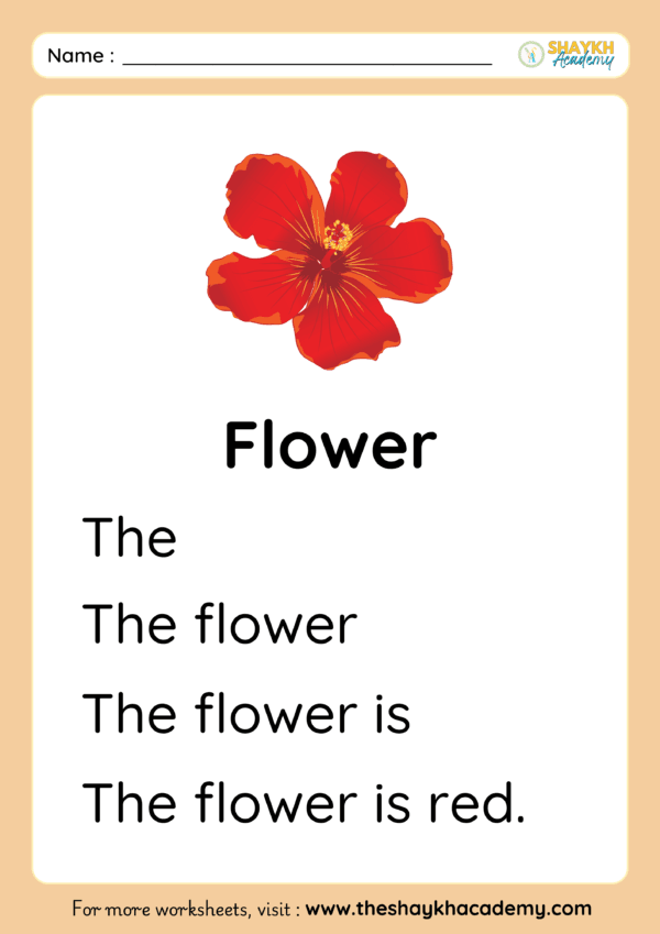 Easy Reading Fluency Worksheet on 'Flower' for Kids