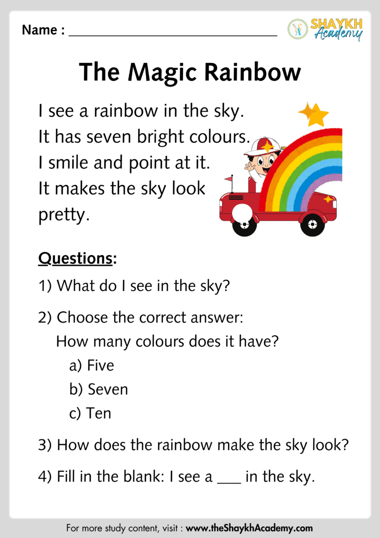 English Beginner Level Passage on "The Magic Rainbow"