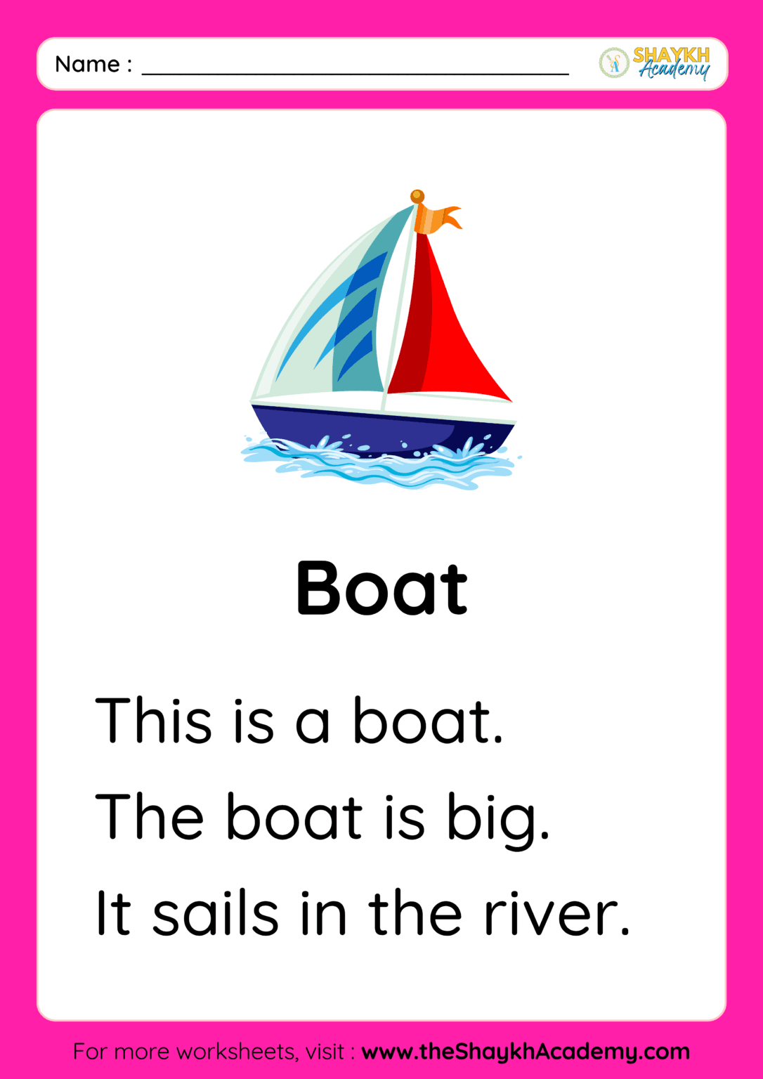 Easy Reading Fluency Worksheet on 'Boat' for Kids