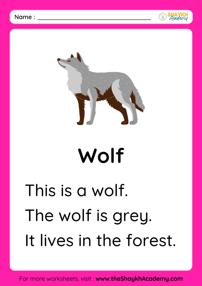 Easy Reading Fluency Worksheet on 'Wolf' for Kids