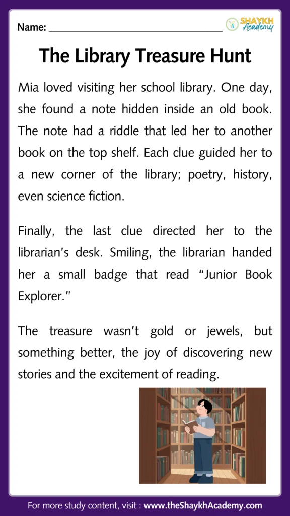 Practice English Reading with 'The Library Treasure Hunt'
