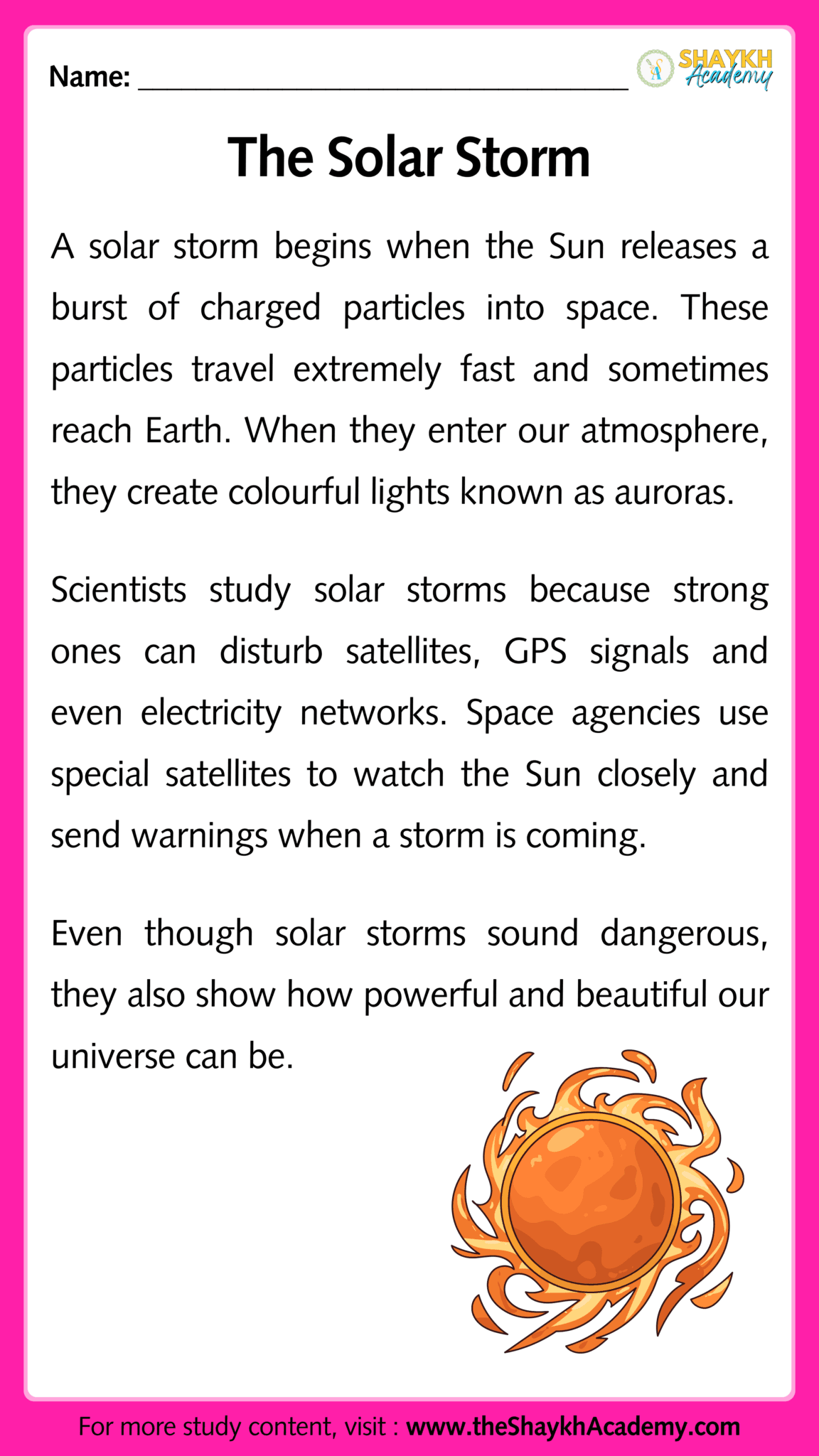 Practice English Reading with 'The Solar Storm'