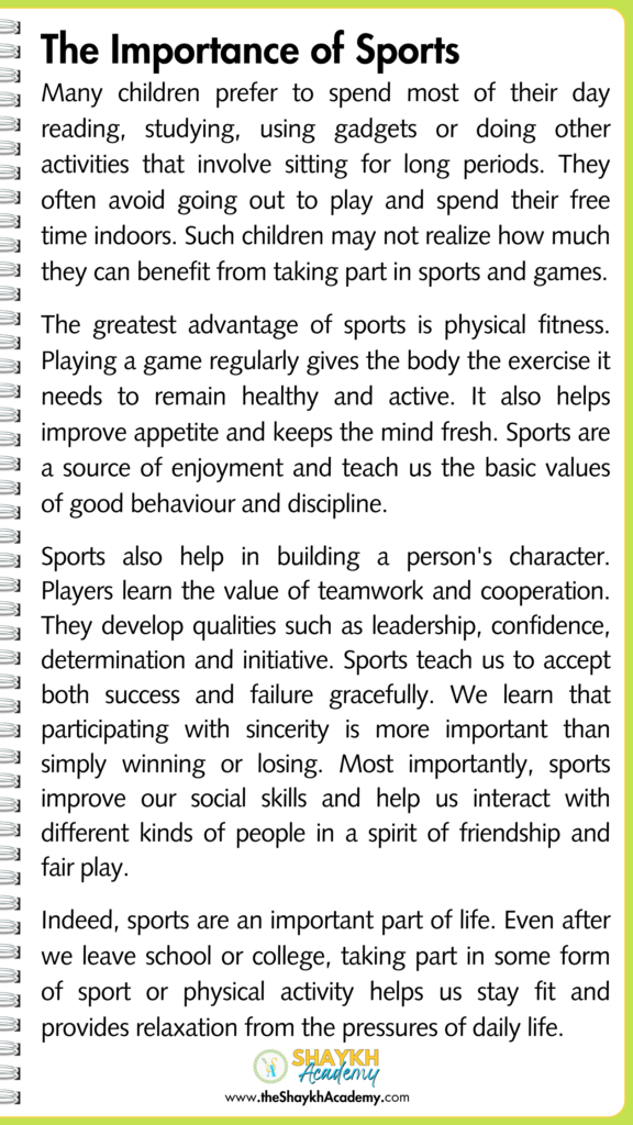Essay on 'The Importance of Sports' for Class 8, 9 & 10