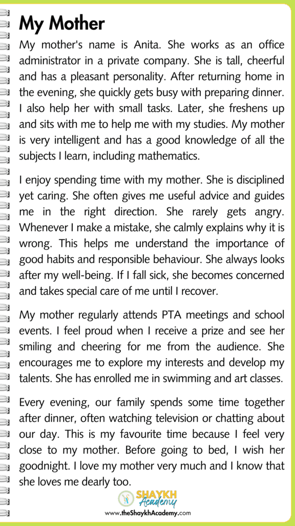 Essay on 'My Mother' for Class 8, 9 & 10